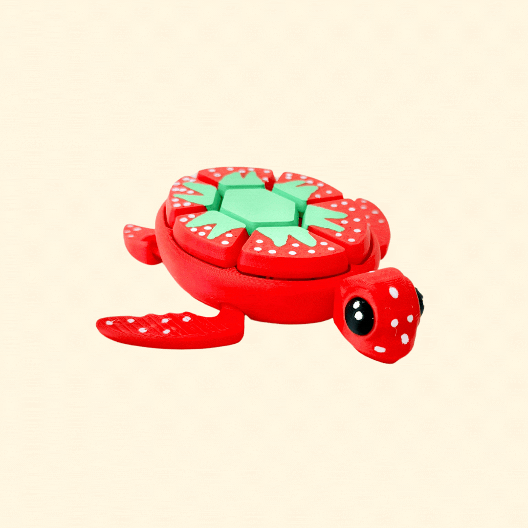 Strawberry Turtle Clicker – Flexi Fidgets Co.
